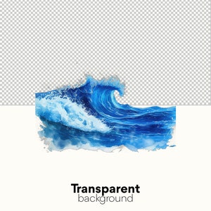 Ocean Waves Clipart - Digital Sea Art, Watercolor Marine PNG, Boat and ...