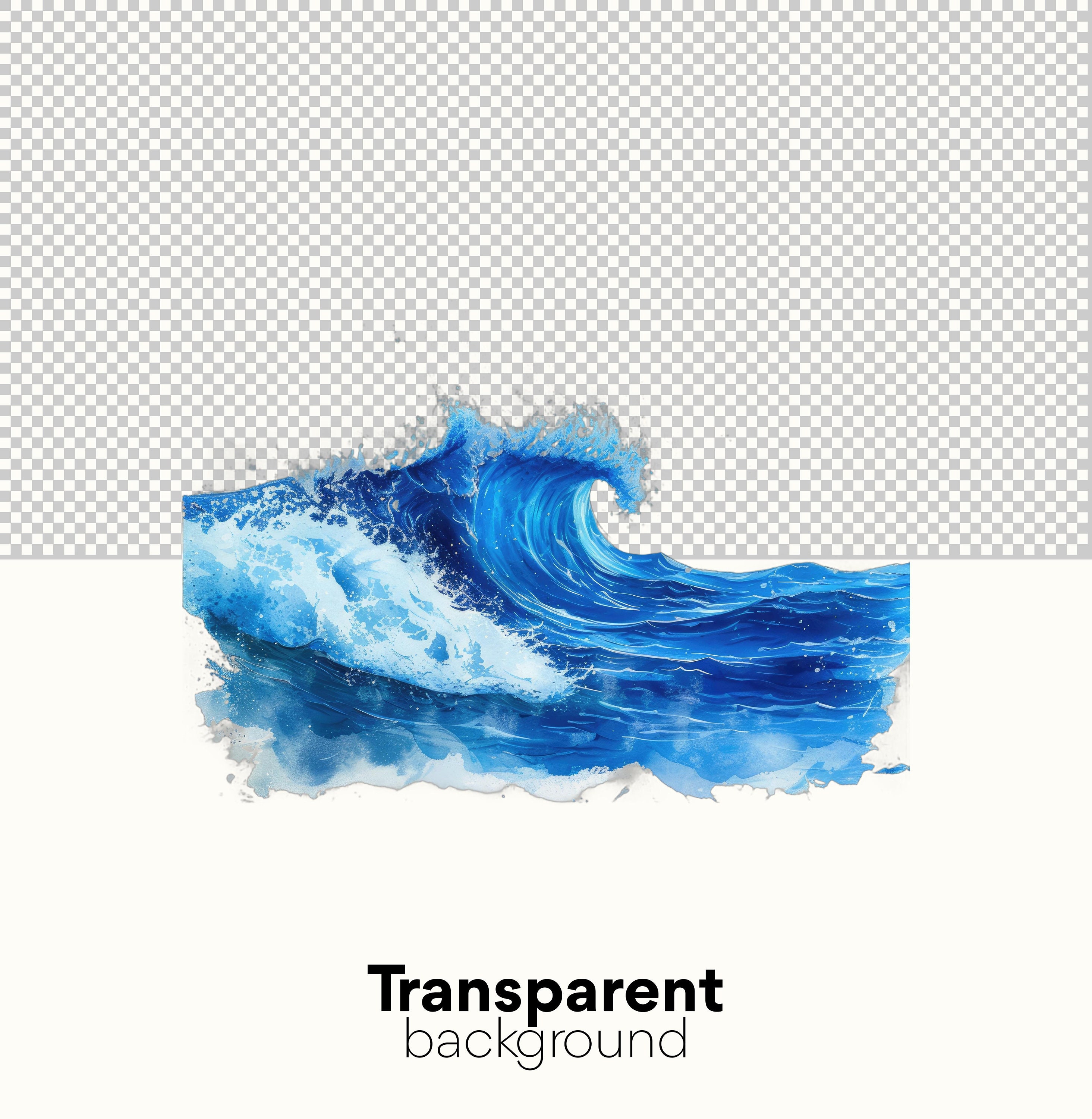 Ocean Waves Clipart - Digital Sea Art, Watercolor Marine PNG, Boat and ...