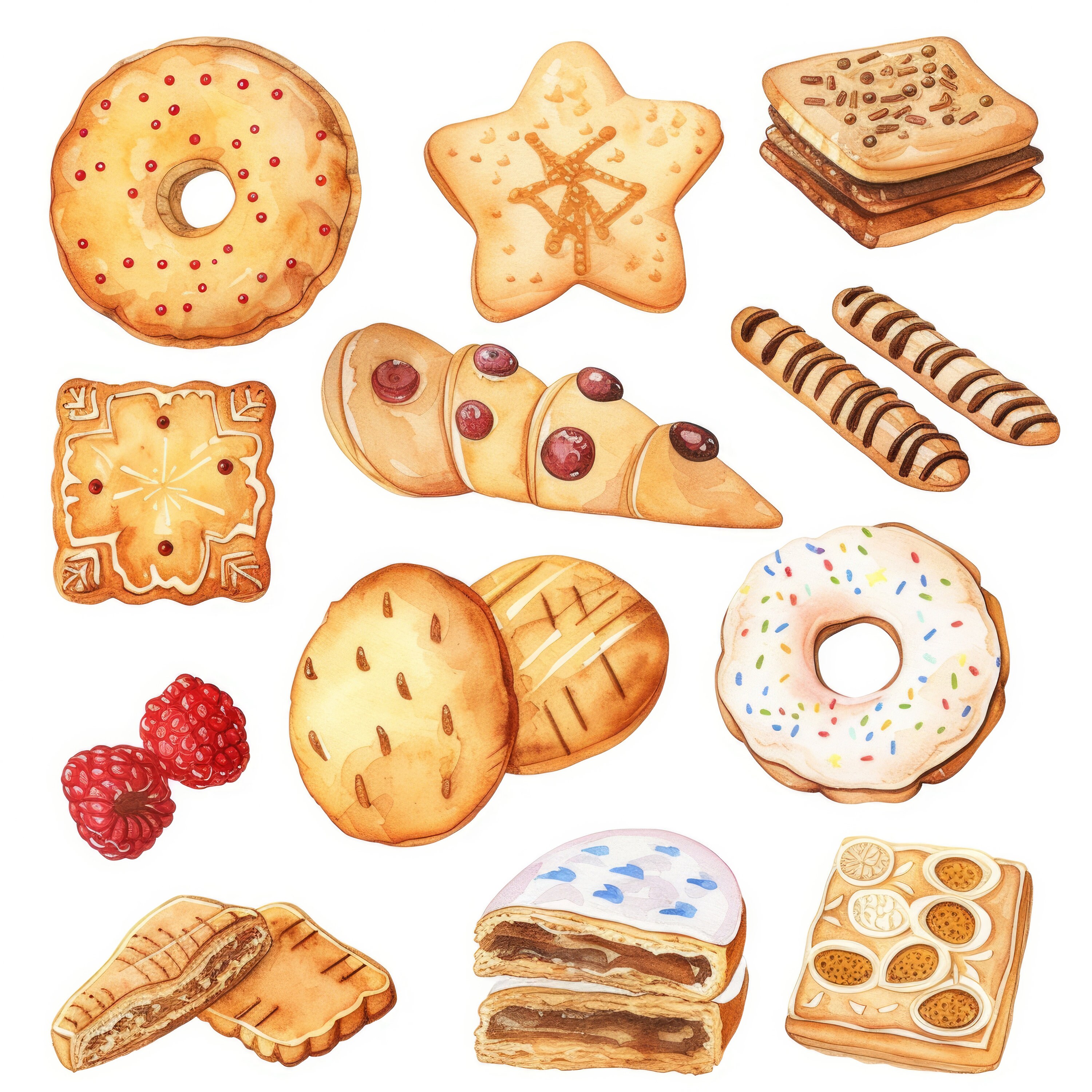 Cookies Clipart Bundle - Food & Baking Clipart, Watercolor Cookies ...