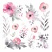 Pink and Silver Floral Clipart: Vintage Flowers With Silver Glitter ...