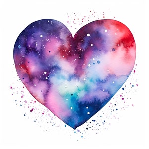 Heart Clipart, Watercolor Heart Images, Love, Digital Download ...