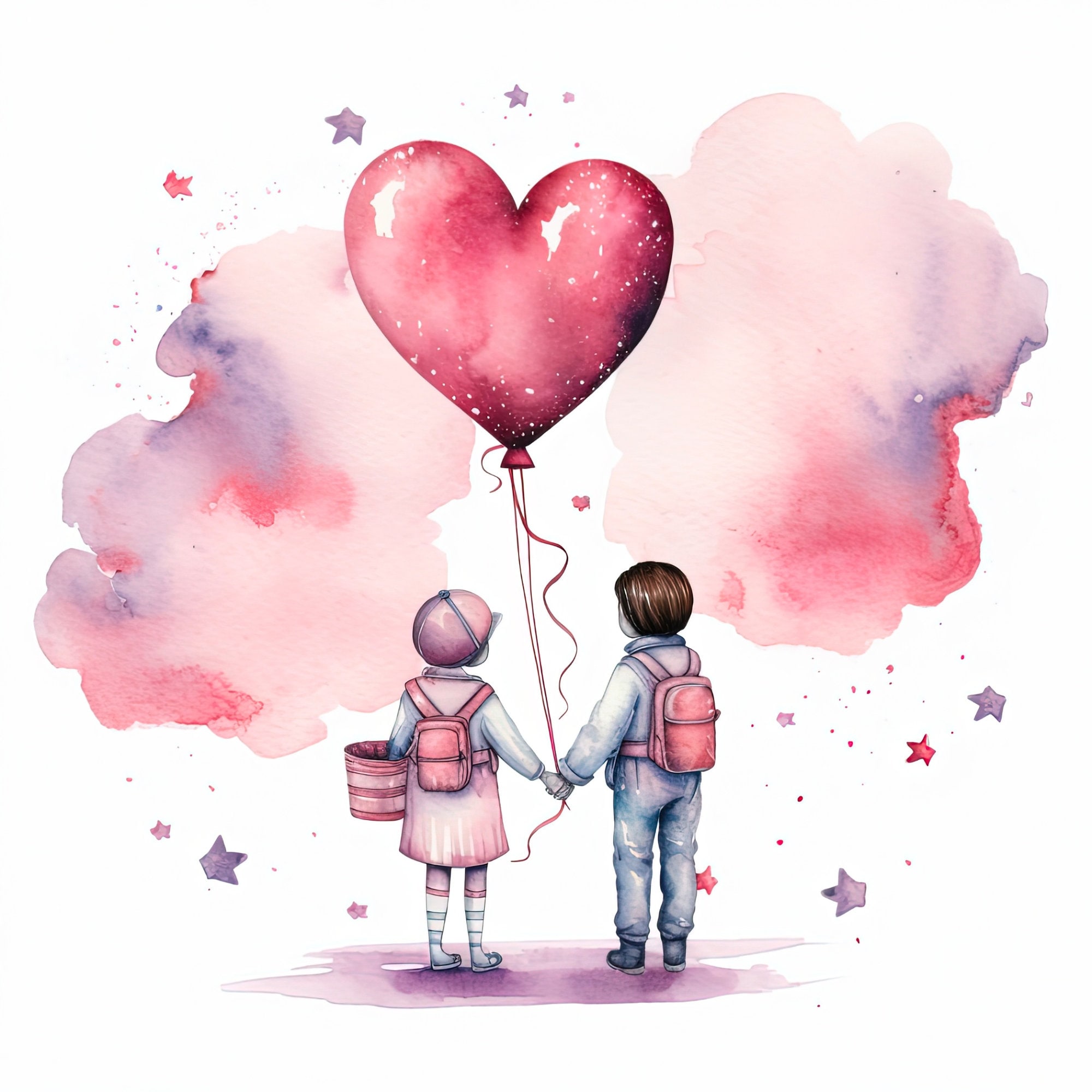 Valentine's Day Clipart Bundle: Watercolor Hearts, Love Graphics, Cute ...