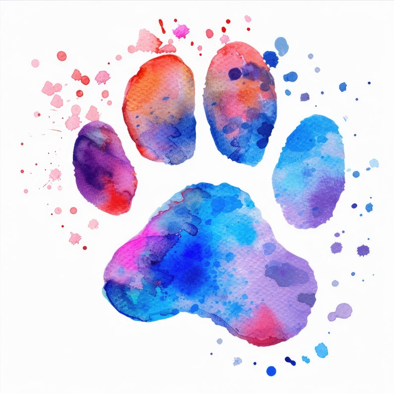 Cat Paw Print Clip Art | 29 High-quality Jpgs - Watercolor, Digital ...