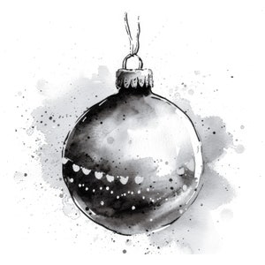 Christmas Clipart Black and White 21 High-quality Jpgs Watercolor ...