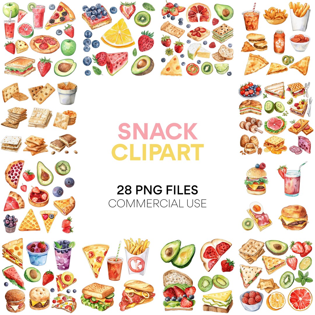 Snack Clipart Bundle - Instant Download, Fast Food & Candy Clipart ...