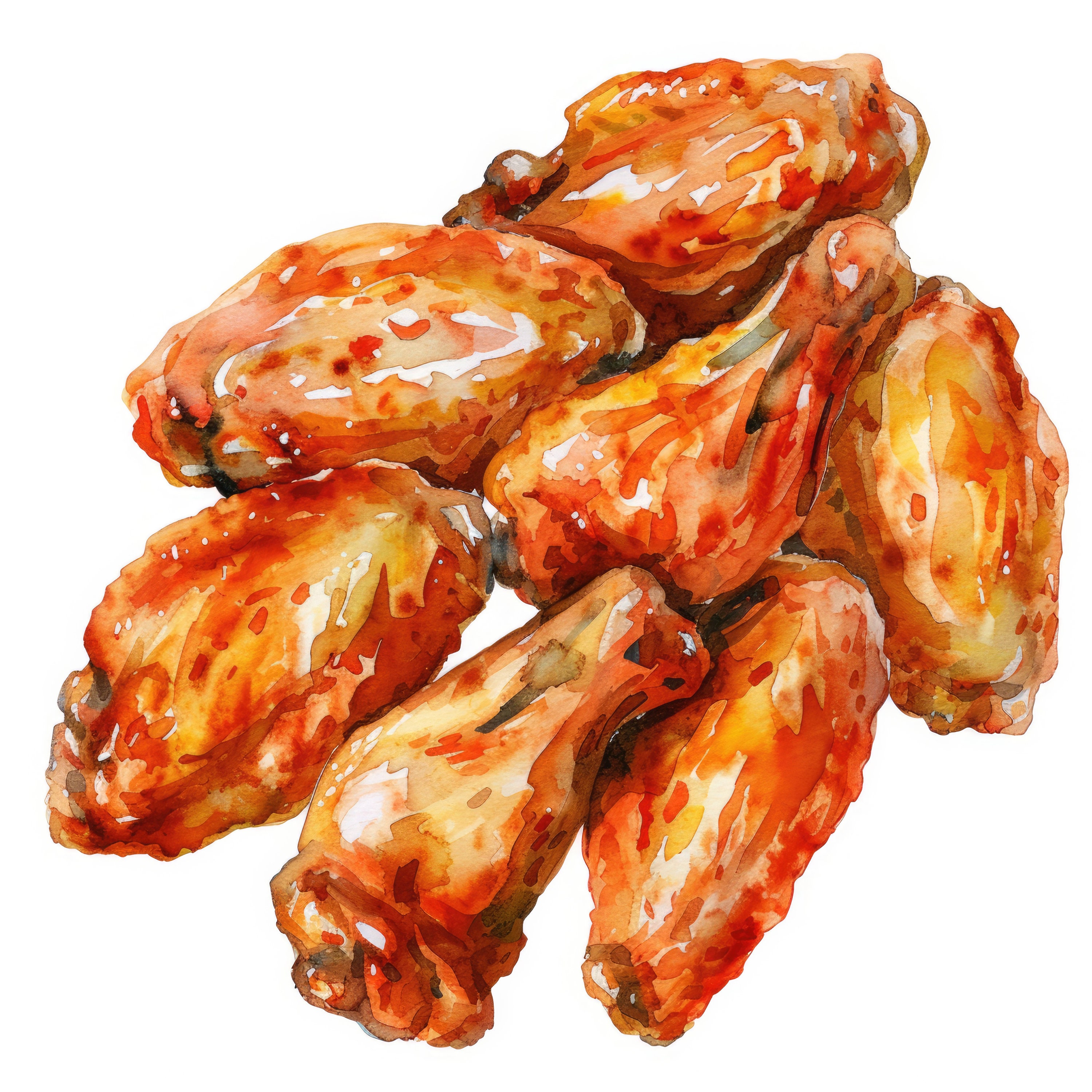 Chicken Wing Clipart - Asian Style BBQ Hot Wings, Instant Digital ...