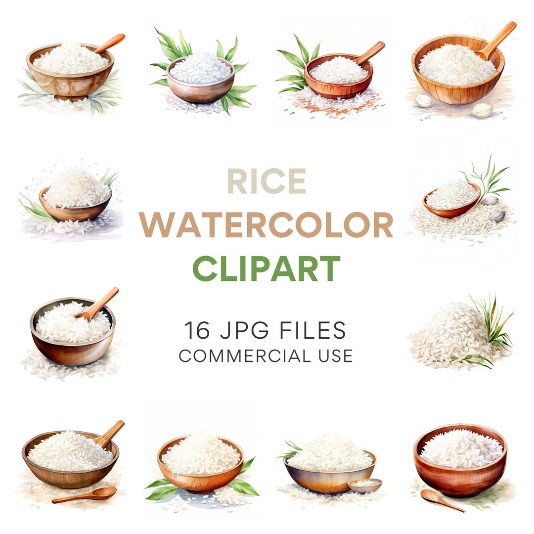 Rice Clipart: Commercial Use Asian Food, Vietnamese Watercolor Scene ...