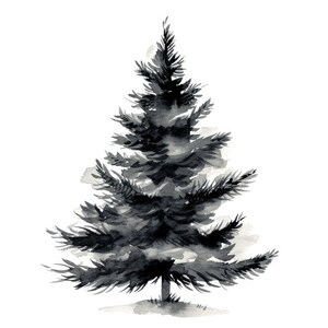 Christmas Clipart Black and White 21 High-quality Jpgs Watercolor ...