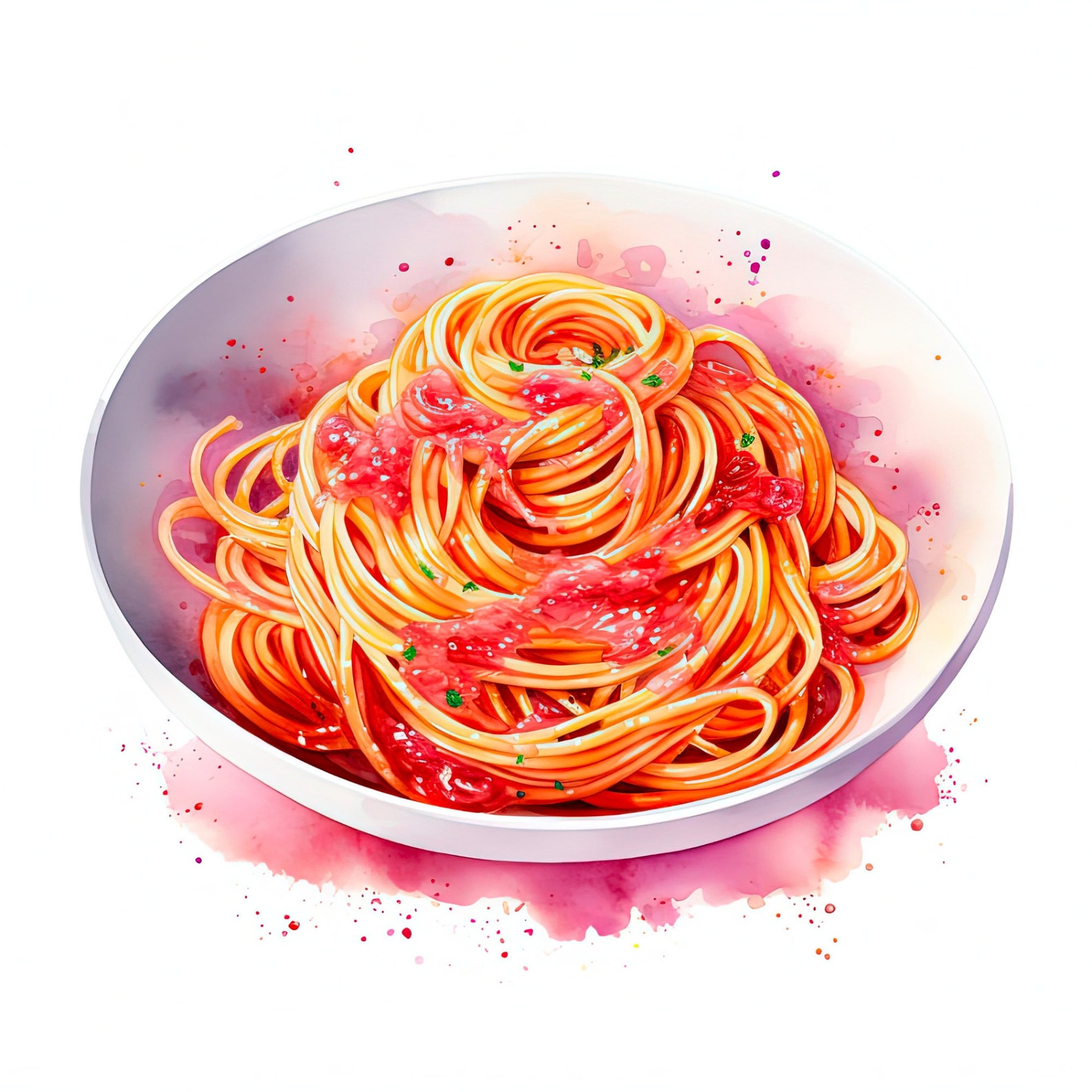 Spaghetti Clipart: Watercolor Food and Pasta Clipart, Digital Download ...
