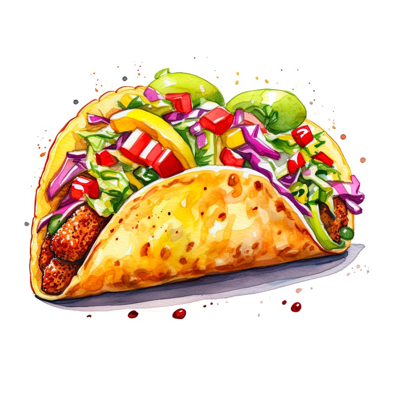 Taco Clipart: Mexican Food Digital Download for Commercial Use Cinco De ...