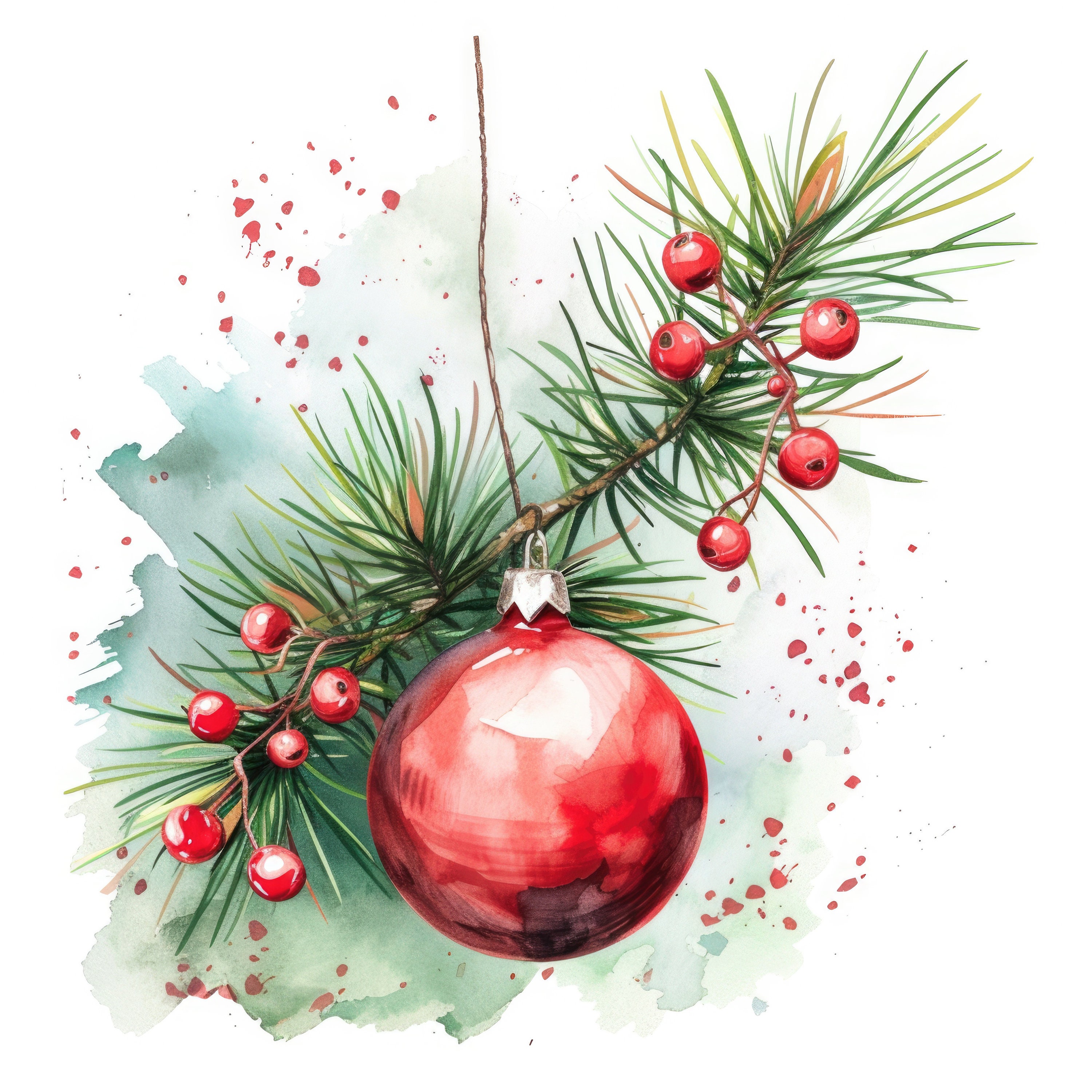 Christmas Clipart Watercolor Bundle: Winter and Holiday Digital ...