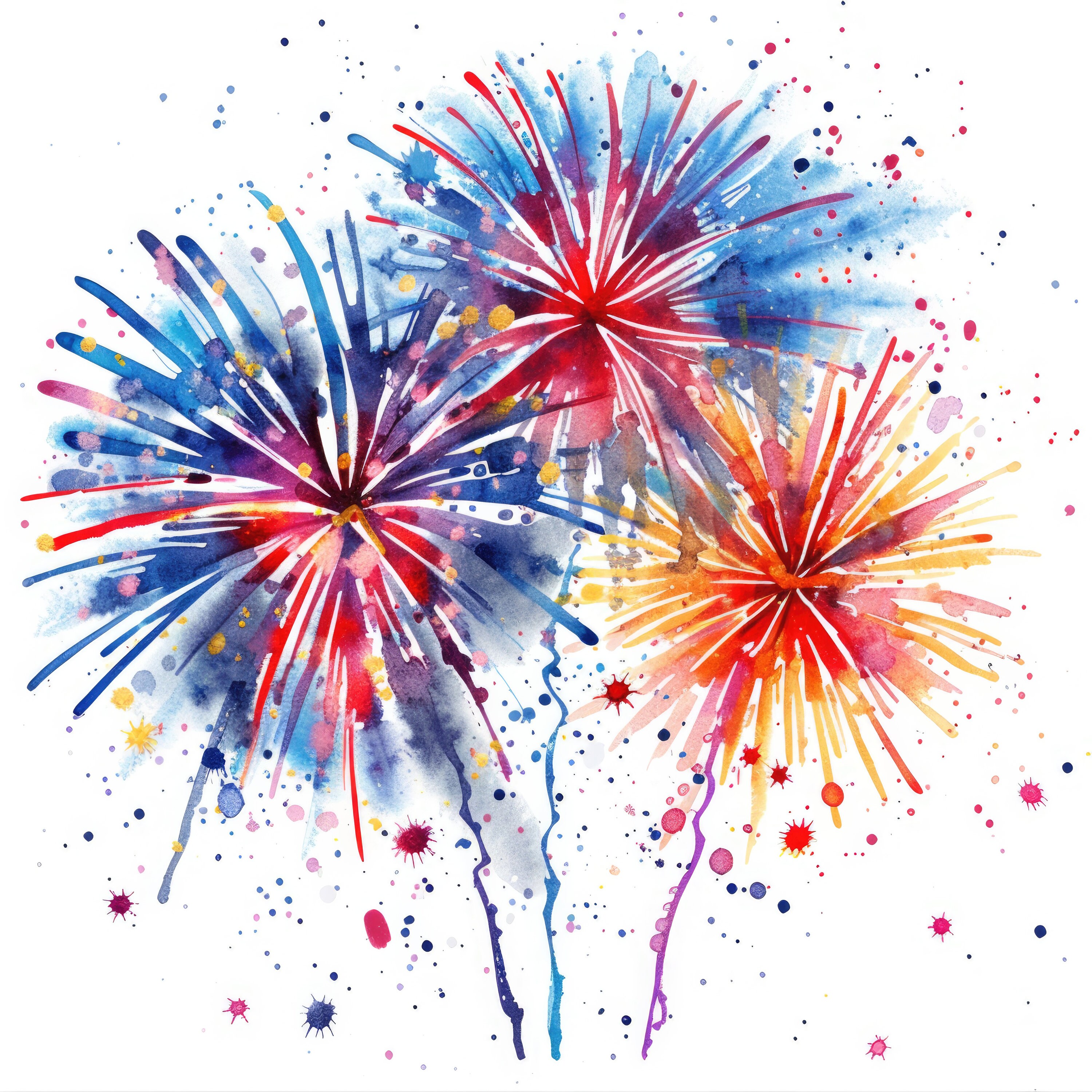 Fireworks Clipart, Watercolor Fireworks, Patriotic & BBQ Clipart for ...