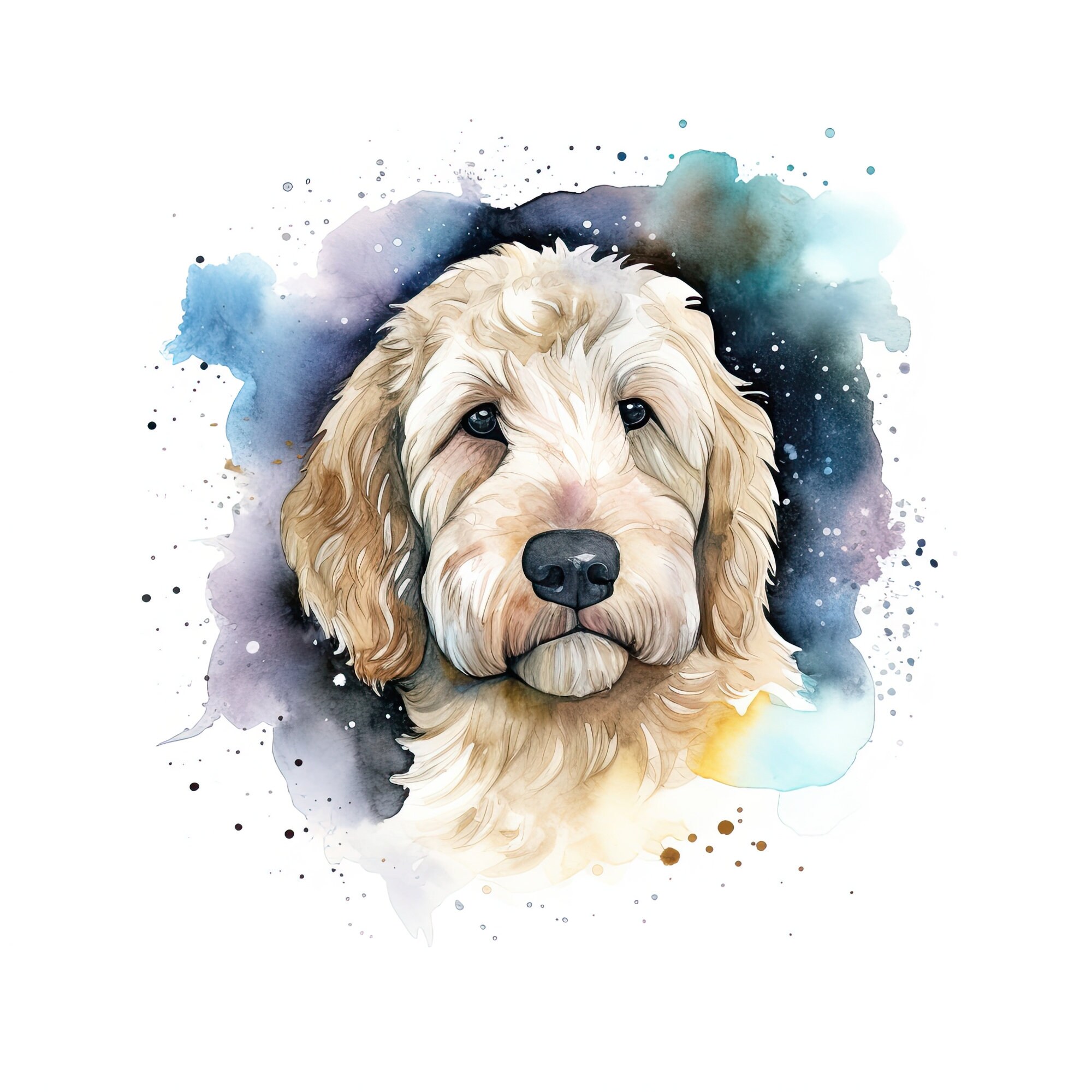 Goldendoodle Clipart Bundle: Watercolor Dog Portrait, Puppy Images, Dog ...