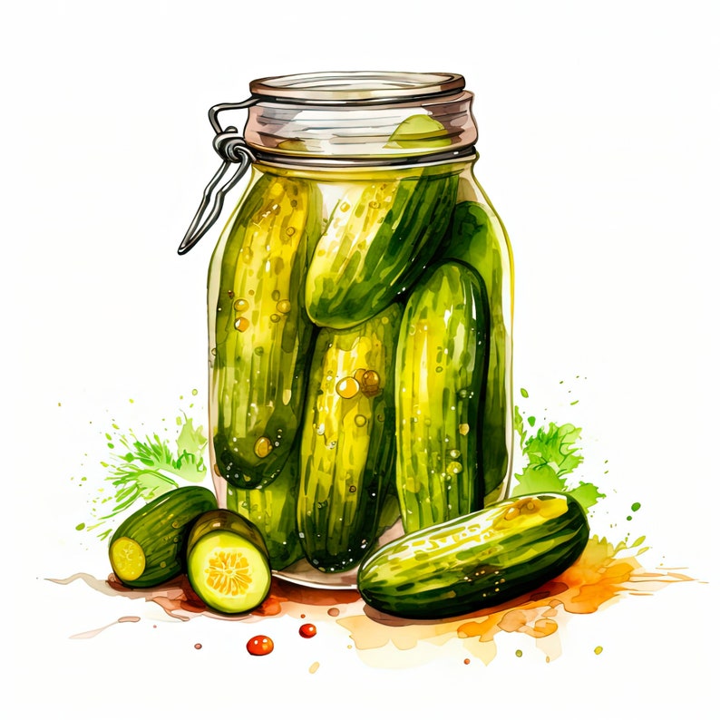 Pickle Clipart Bundle, Watercolor Pickles, Digital Download, Autumn ...