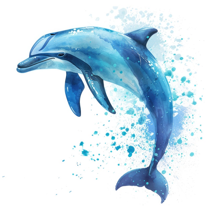 Dolphin Clipart Bundle: Watercolor Dolphin, Ocean Animals Digital ...