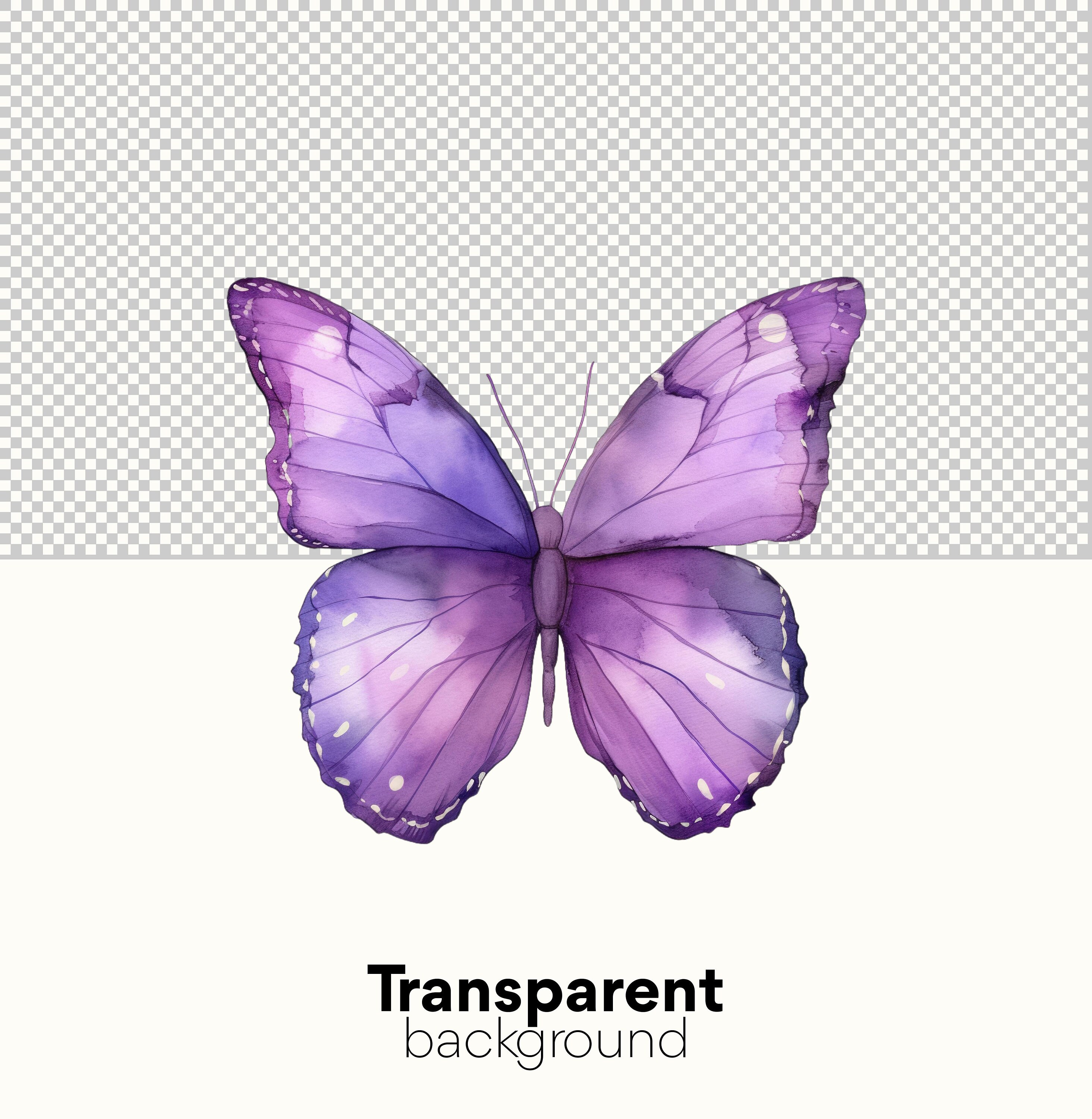 Purple Butterfly Clipart: Watercolor Floral Garden, Spring and Nature ...