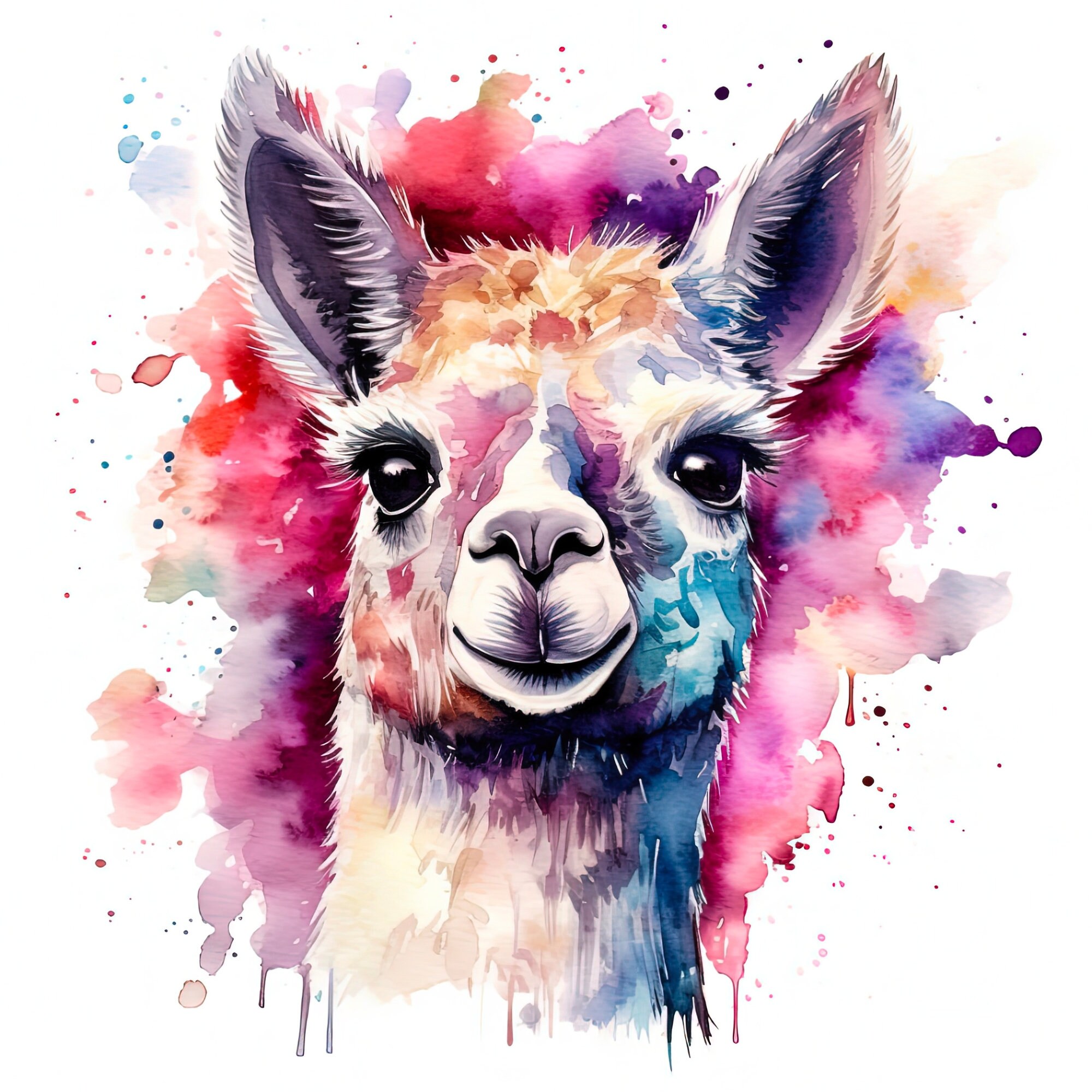 Llama Clipart Bundle: Alpaca Clipart, Watercolor Clipart, Cute Llama ...