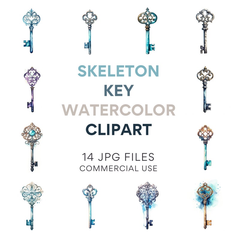 Skeleton Key Clipart - Antique Keys Digital Download, Commercial Use ...