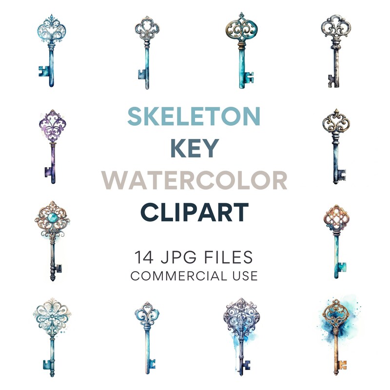 Skeleton Key Clipart - Etsy