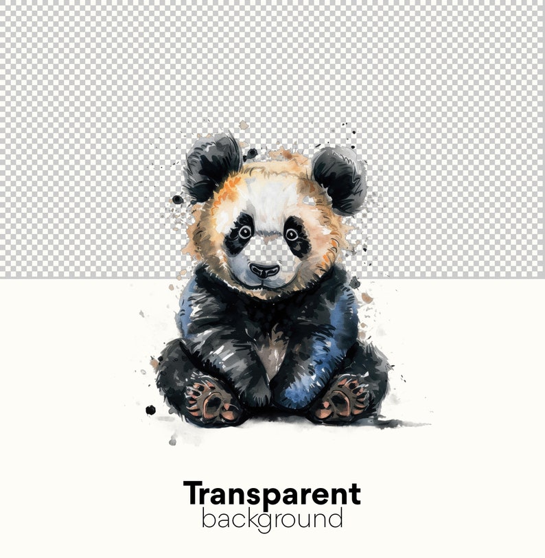 Panda Clipart Bundle Cute Panda, Watercolor Panda, Bear Digital ...