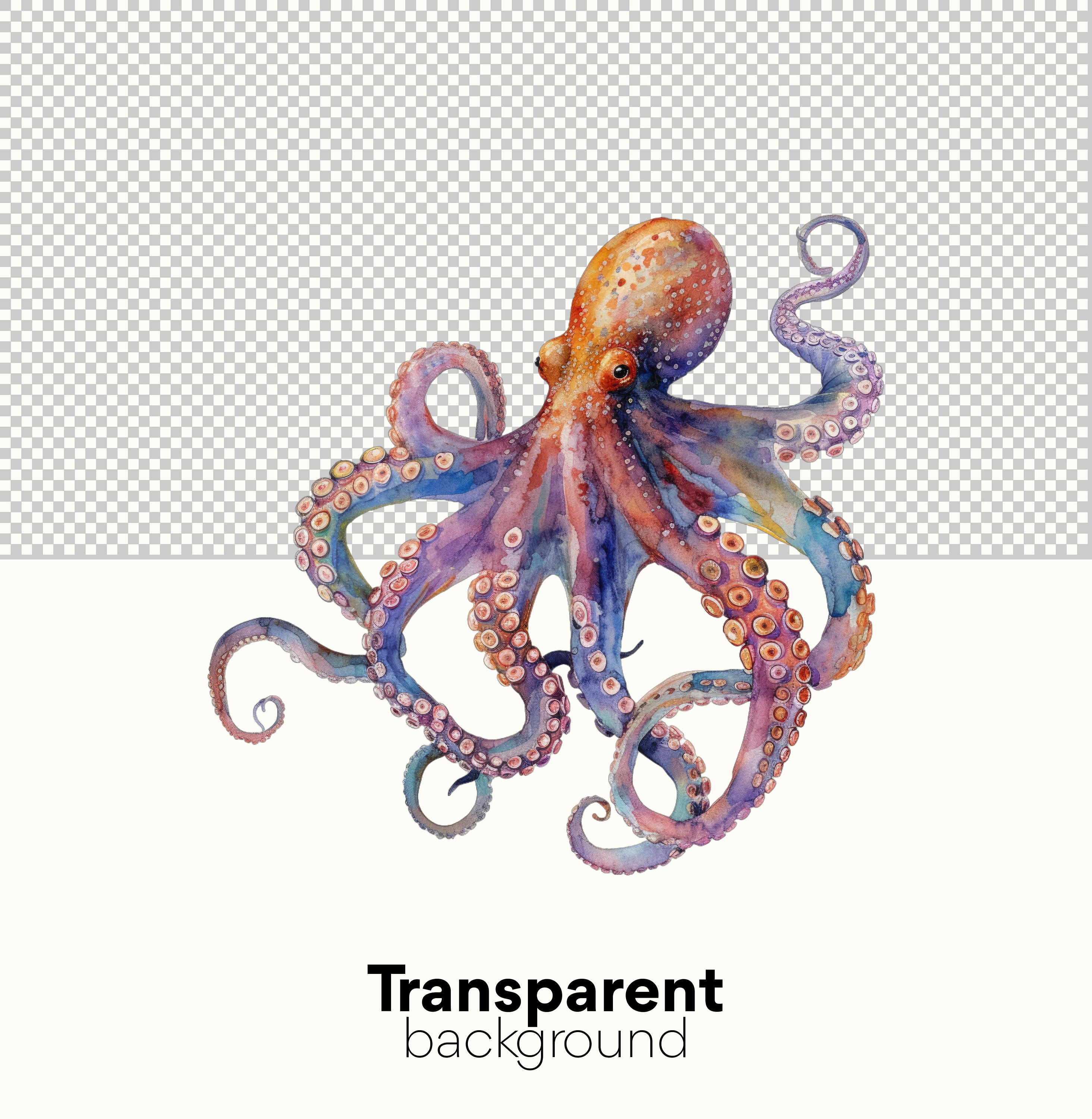 Octopus Clipart: Cute Watercolor Octopus Digital Download for ...