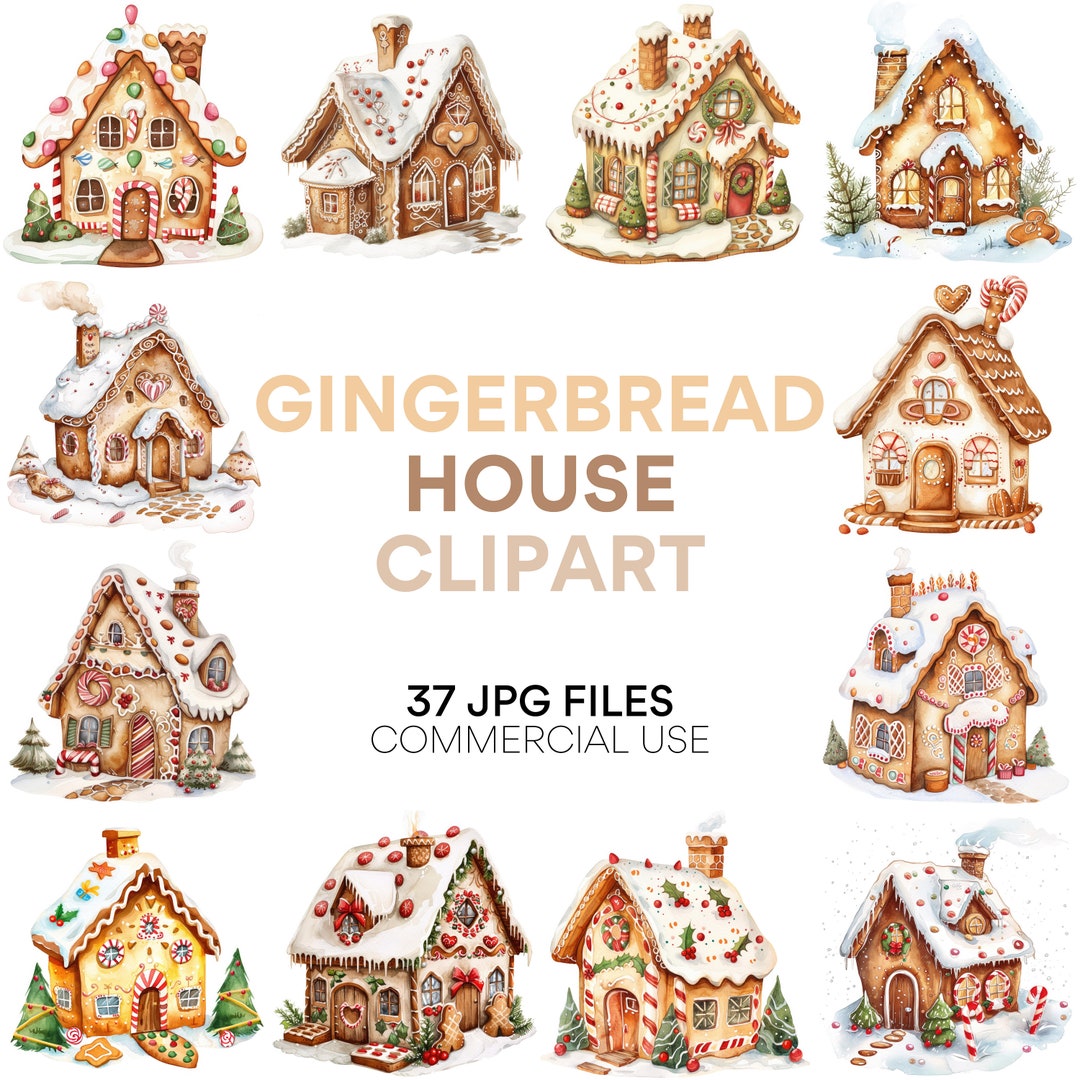 Gingerbread House Clipart Christmas, Watercolor, Holiday, Winter ...