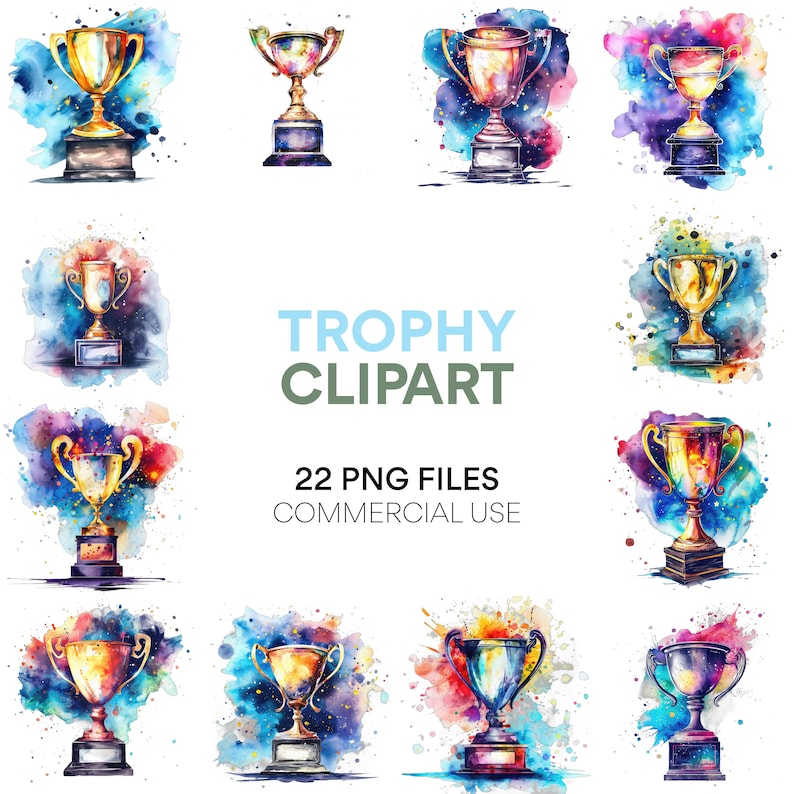 Trophy Clipart: Award and School Clipart, Commercial Use Digital Clip ...