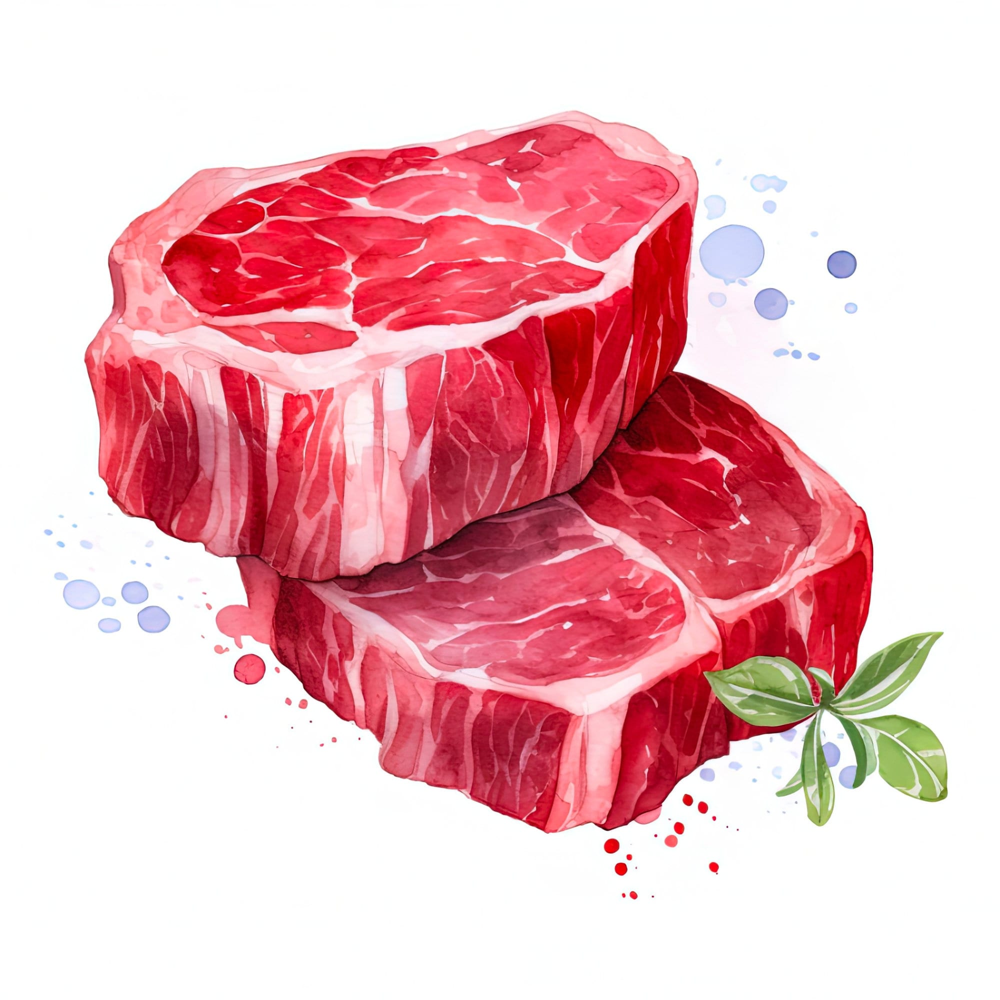 Meat Clipart Collection: Watercolor Food Illustration, Beef, Pork & Steak Clipart, Raw Meat ...