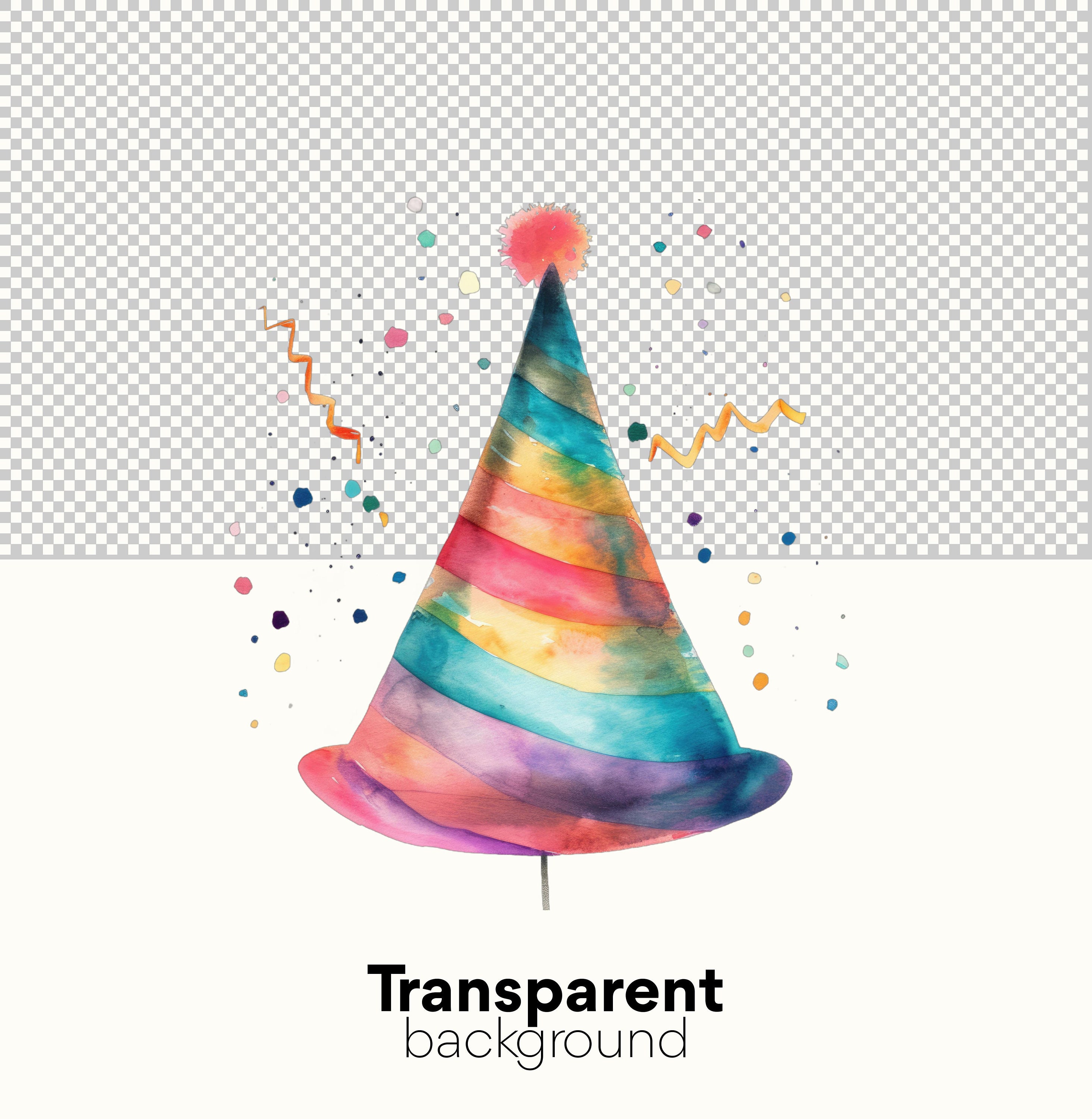 Party Hat Clipart: Birthday Clipart, Digital Download, Watercolor Party ...