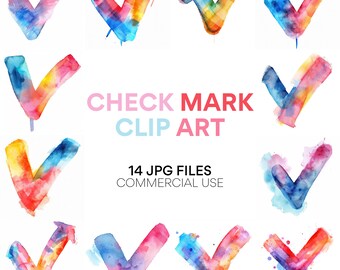 100 Checkmark Clipart, Tick Mark Clip Art, Rainbow Colors, Planner ...