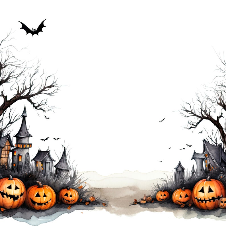 Halloween Corner Border Clipart | 30 High-quality Jpgs - Watercolor, Junk Journals, Wall Art ...