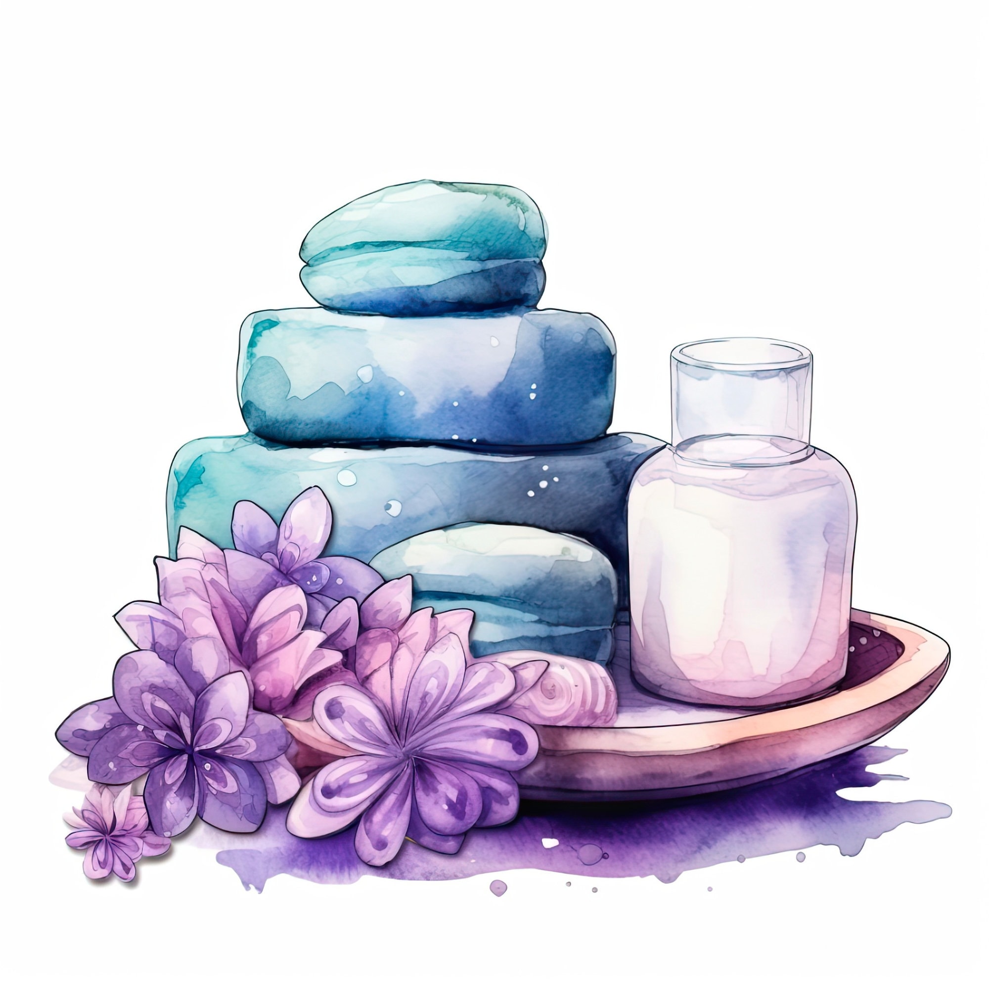 Spa Clip Art Bundle: Watercolor Spa, Beauty, Self Care, Bathroom Clipart, Planner Stickers ...