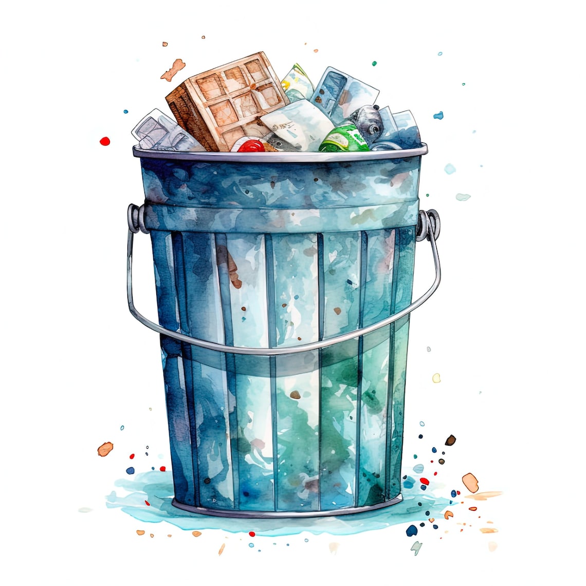 Trash Can Clipart, Cute Garbage Can Digital Clip Art, Planner Clipart ...