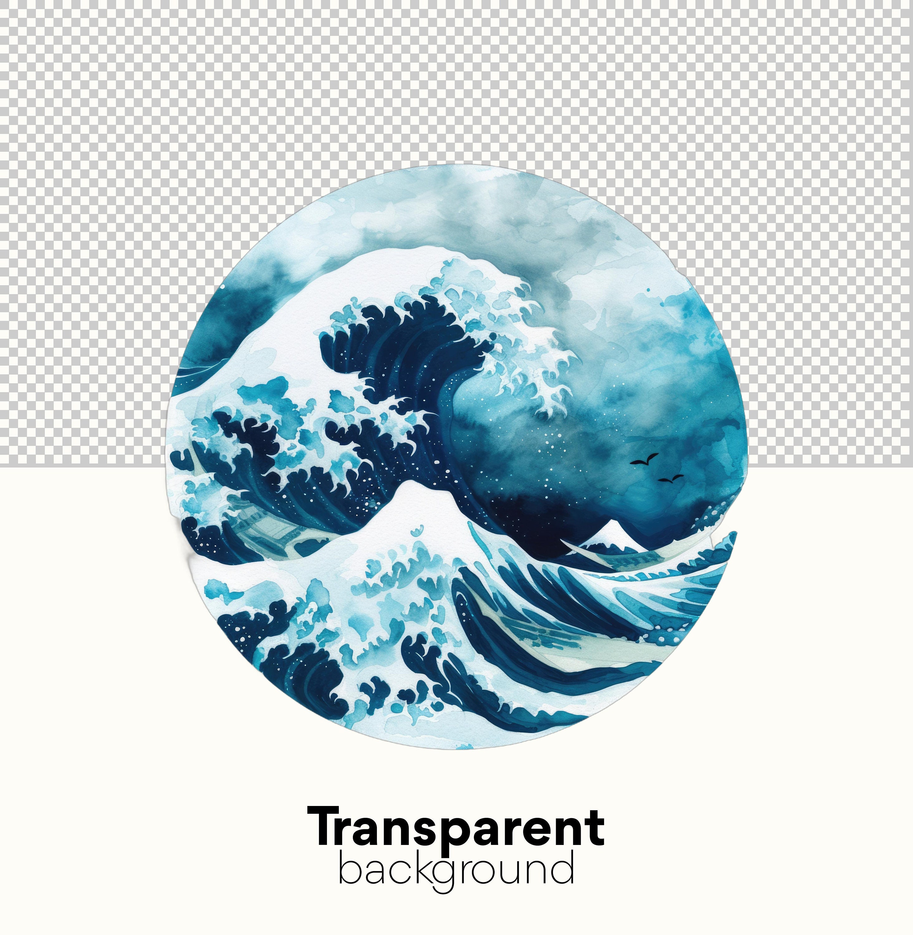 Ocean Waves Clipart - Digital Sea Art, Watercolor Marine PNG, Boat and ...