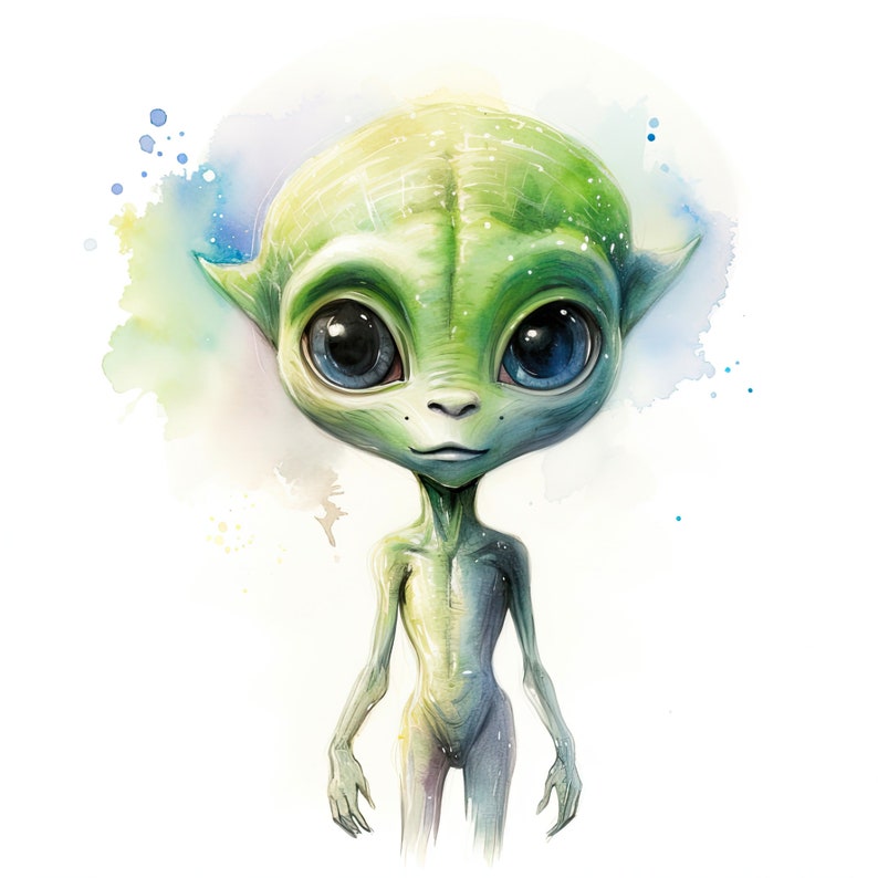 Alien Clipart: Cute UFO & Space Clipart, Watercolor Aliens, Outer Space ...