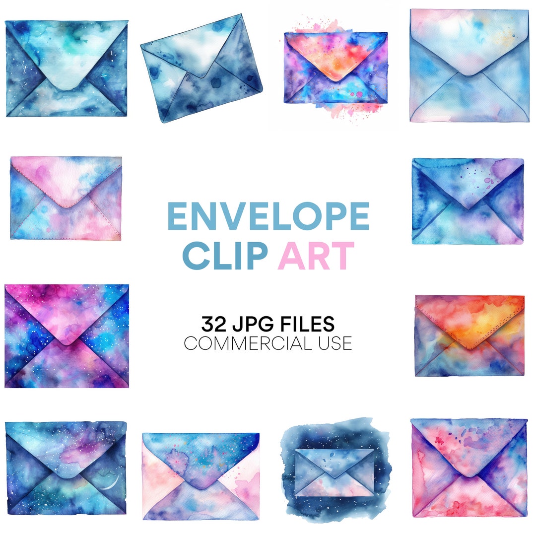 Envelope Clip Art Watercolor - Instant Digital Download, Letter Mail ...