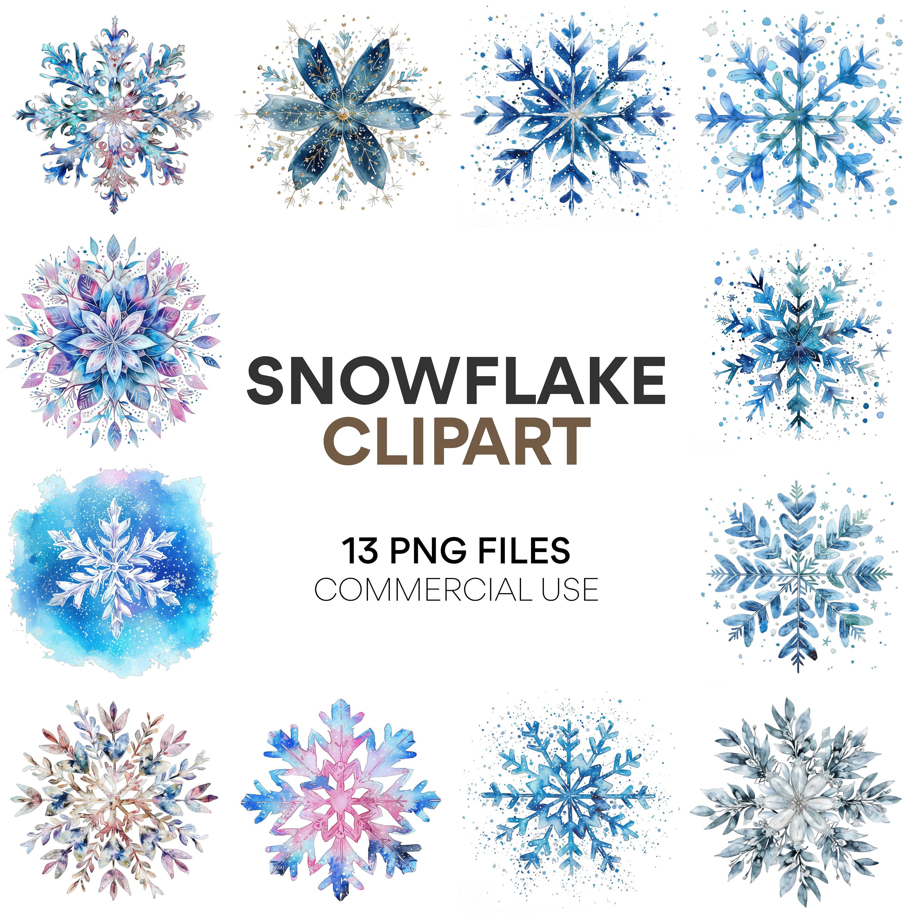 Snowflake Clipart: Watercolor Christmas, Winter Snow Clipart ...