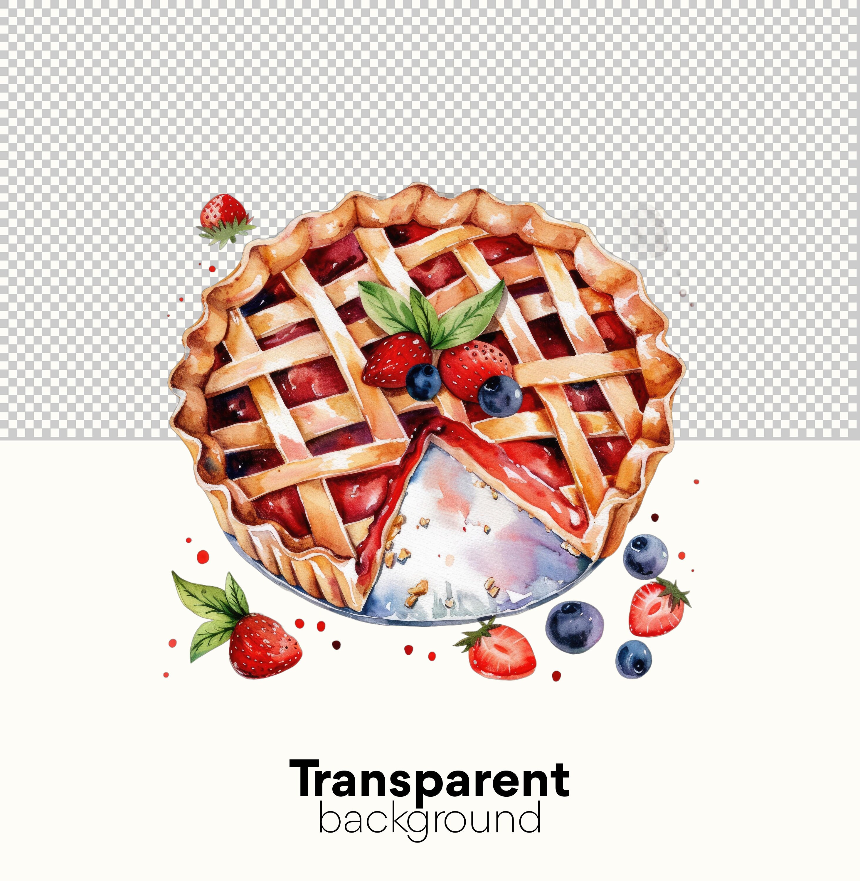 Pie Clipart Variety: Watercolor Food Clipart, Apple & Blueberry Pie PNG ...