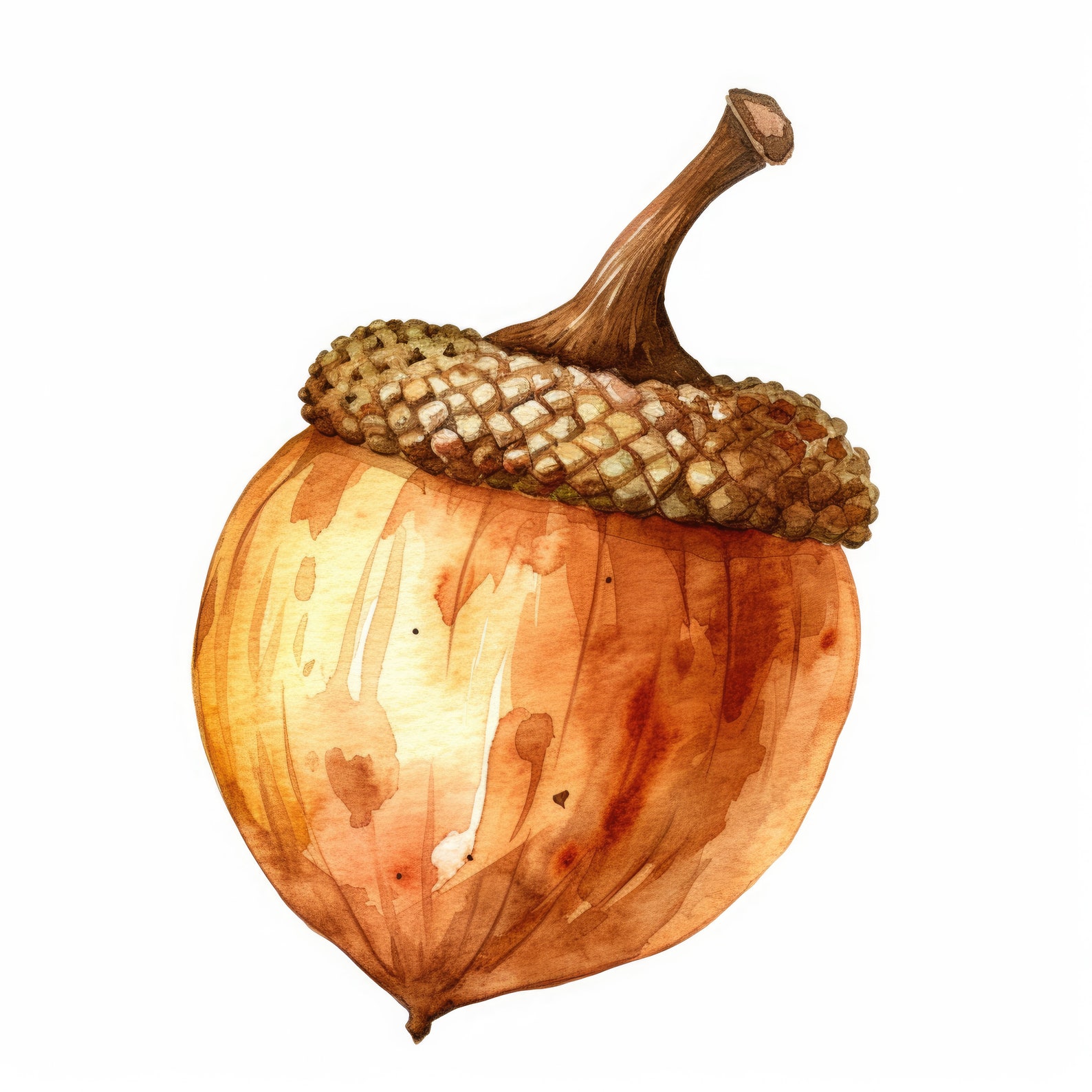 Acorn Clipart, Watercolor Autumn Leaves, Oak Fall Clipart, Digital ...