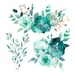Turquoise Bouquets Floral Clipart: Rustic Wedding Vintage Flowers, Teal ...