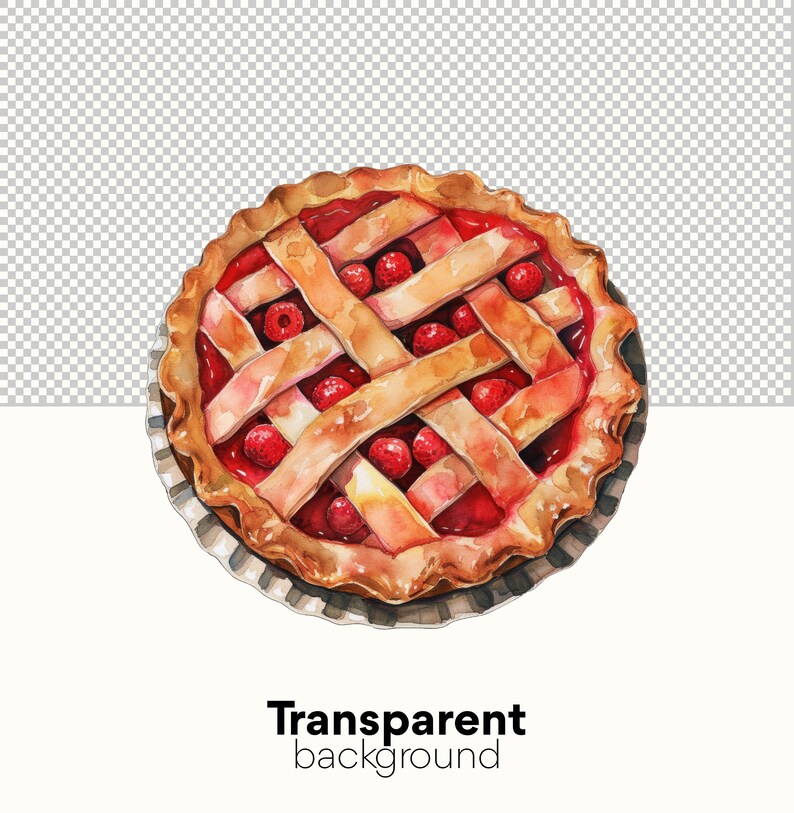 Pie Clipart Variety: Watercolor Food Clipart, Apple & Blueberry Pie PNG ...