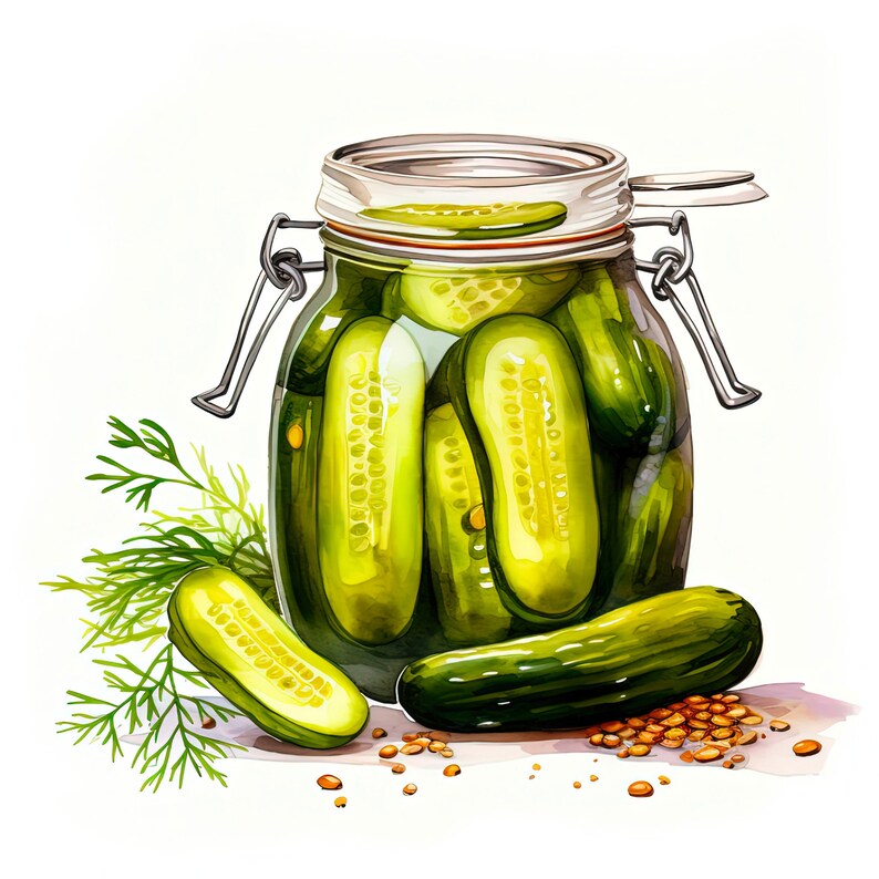 Pickle Clipart Bundle, Watercolor Pickles, Digital Download, Autumn ...