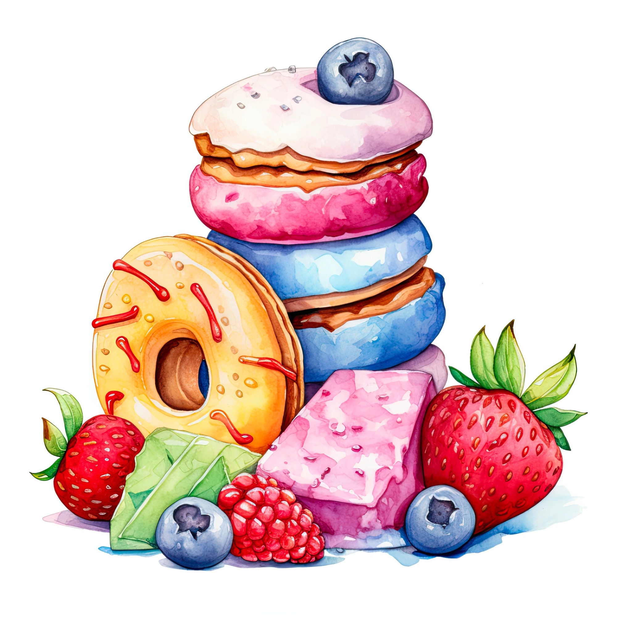 Sweet Treats Clipart Set Food, Cupcake, Watercolor Dessert, Cake ...