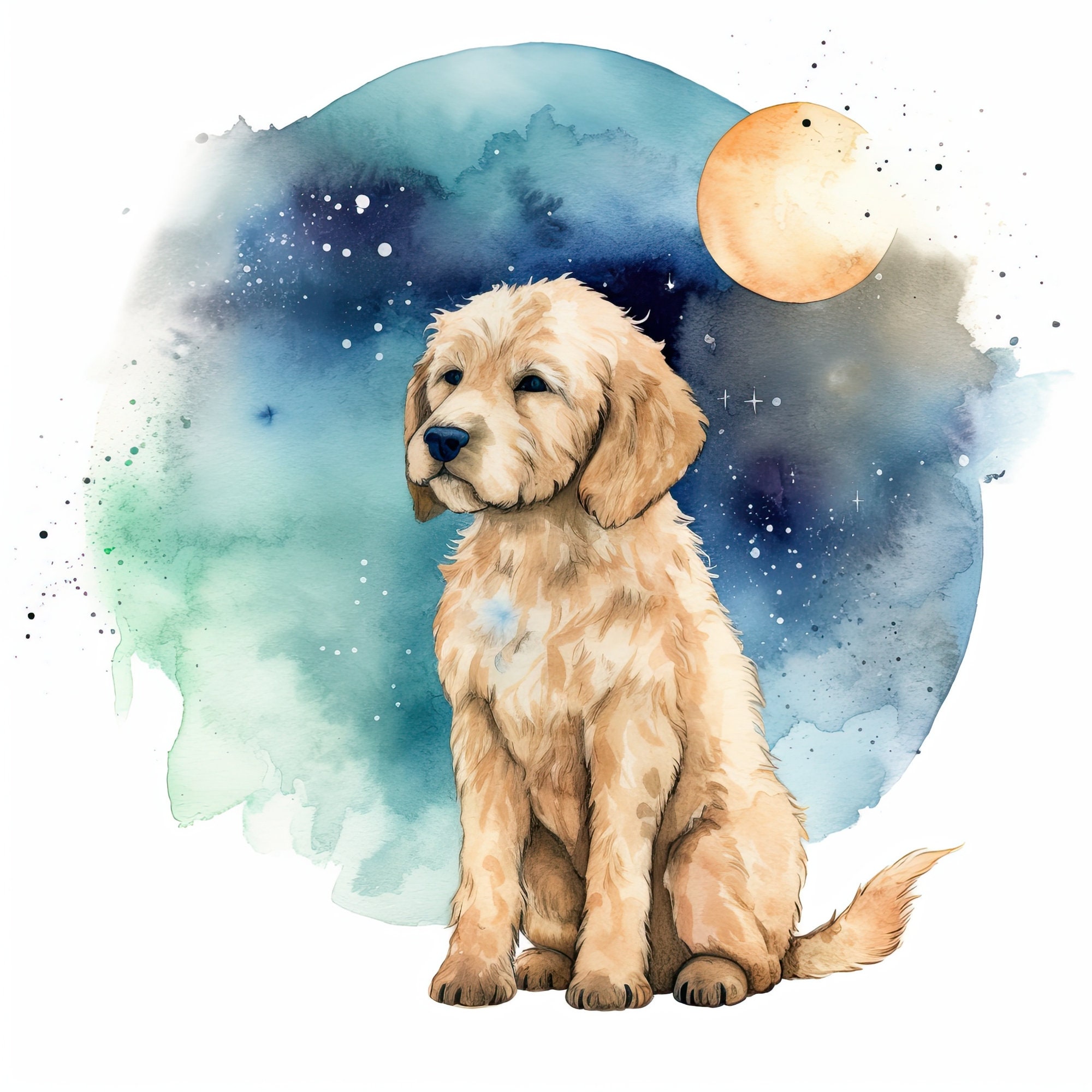 Goldendoodle Clipart Bundle: Watercolor Dog Portrait, Puppy Images, Dog ...