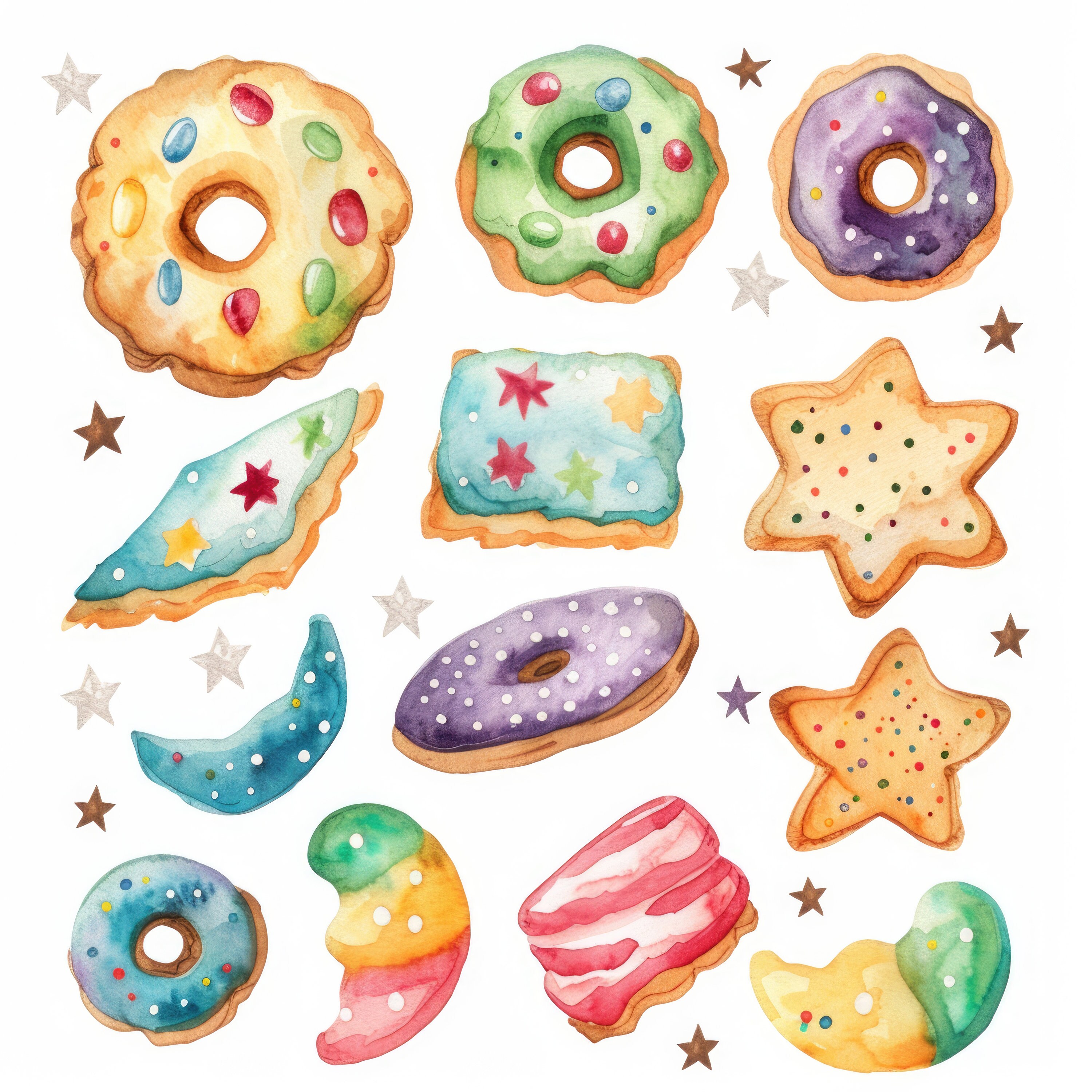 Cookies Clipart Bundle - Food & Baking Clipart, Watercolor Cookies ...