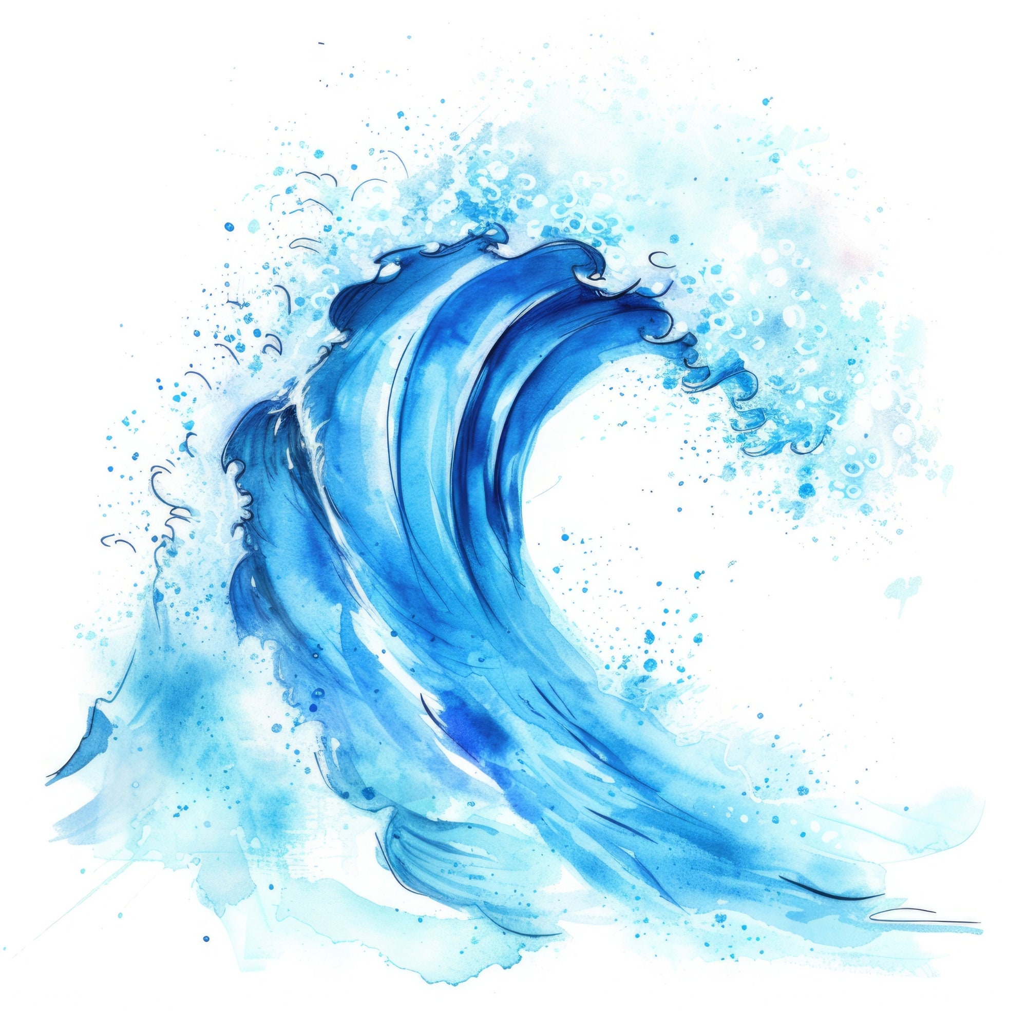 Wave Clipart: Ocean Waves Watercolor Clippers, Nautical Sea Clipart ...