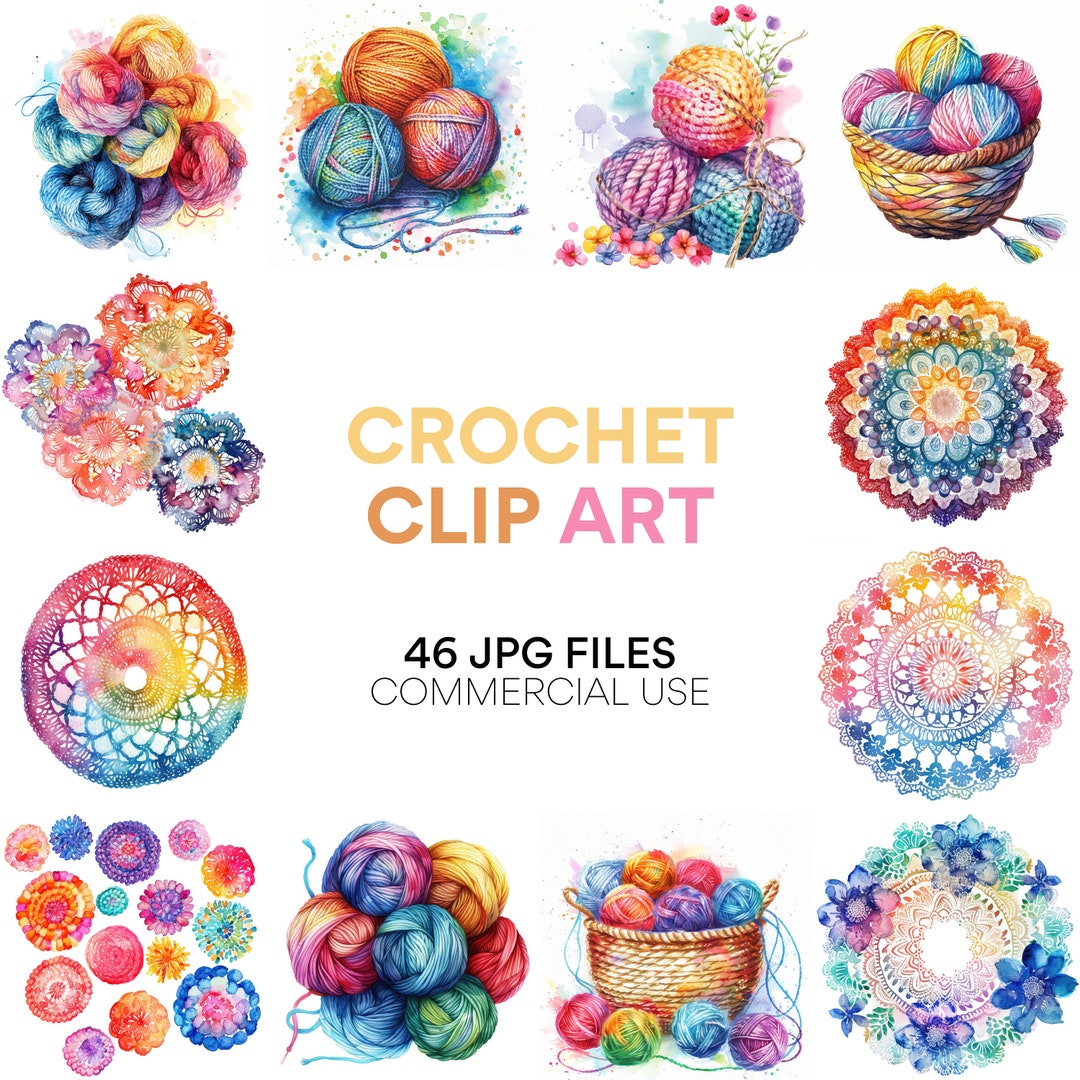 Crochet Clip Art: Knitting & Yarn Clipart, Planner Stickers, Instant ...