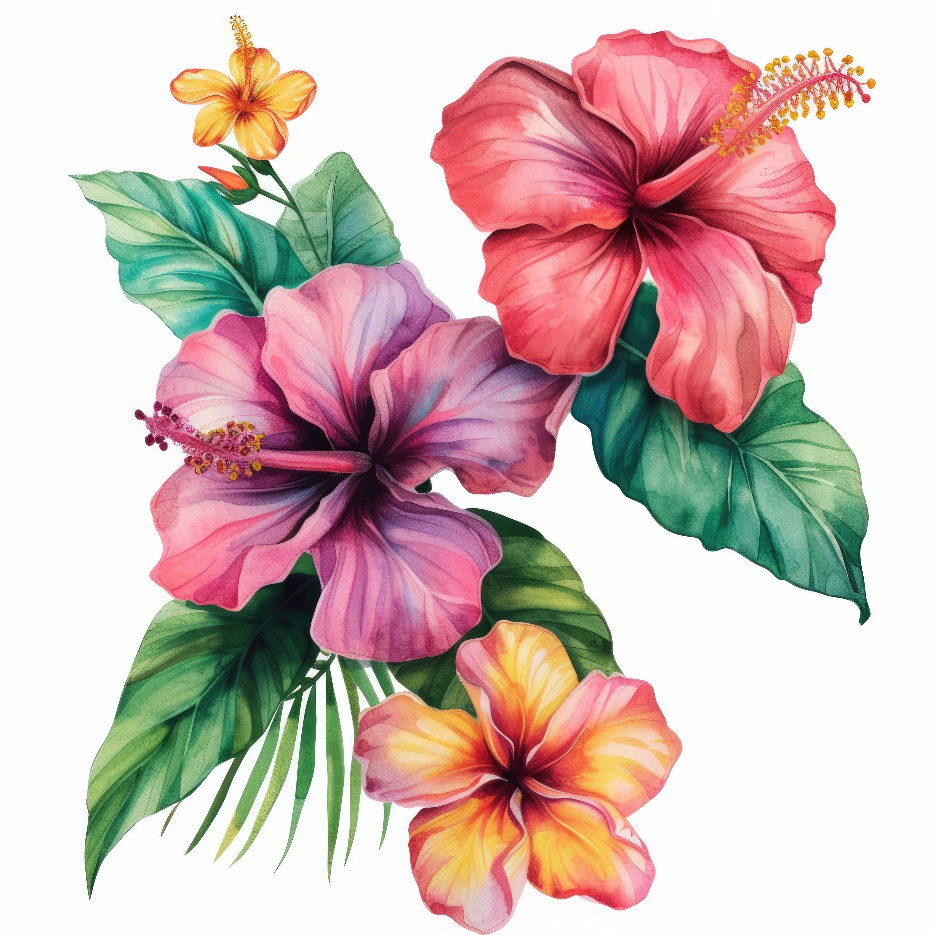 Hawaiian Clip Art: Watercolor Luau, Summer Clipart Bundle Tropical ...