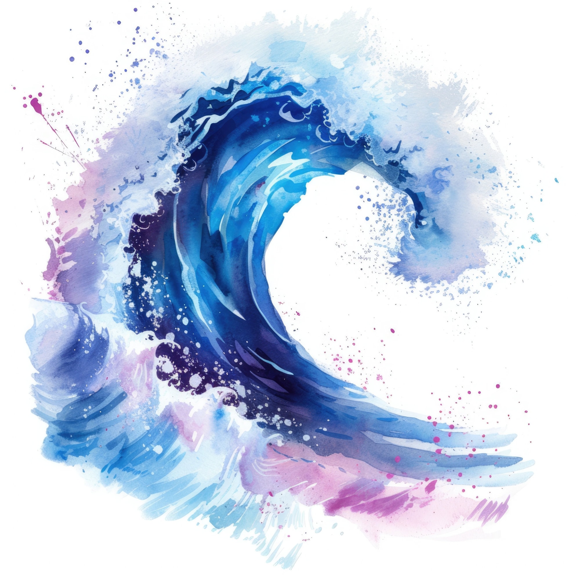 Wave Clipart: Ocean Waves Watercolor Clippers, Nautical Sea Clipart ...