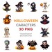 Halloween Characters Set - 30 PNG Clipart, Halloween Illustration ...